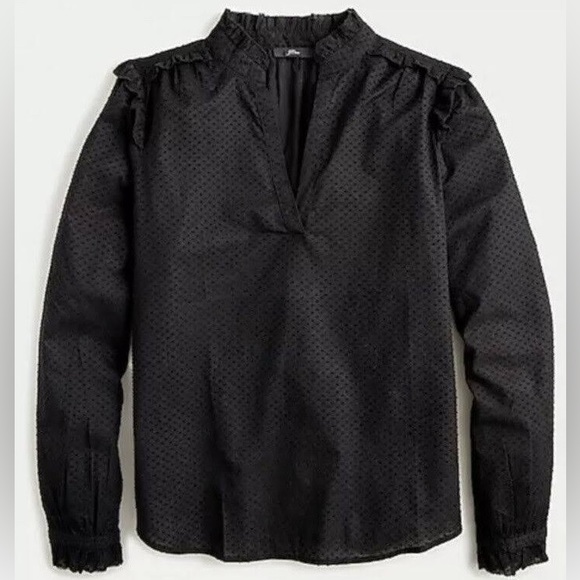 J. Crew | Tops | J Crew Size Xs Ruffletrim Vneck Popover In Clip Dot | Poshmark